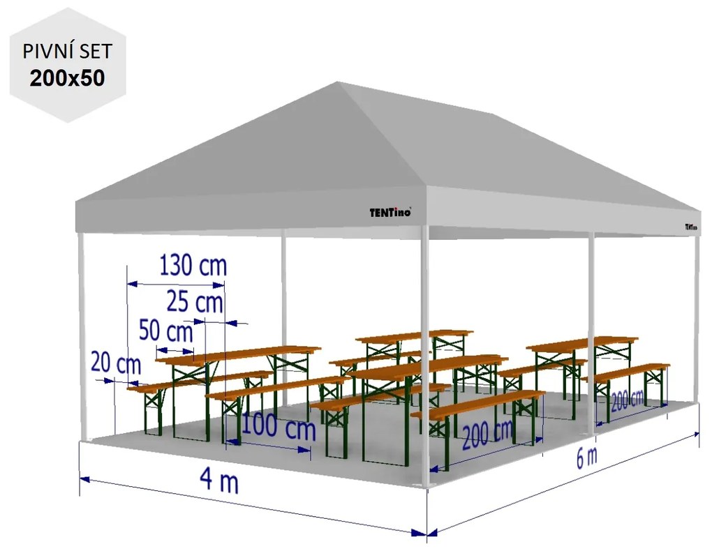 NŮŽKOVÝ PARTY STAN 4x6 m /4 nohy TENTino BIG HEXAGON Barva: 7A - ČERVENÁ