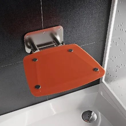 Ravak Ovo B II - Sprchové sedátko Orange, 360x360 mm, nerez/průsvitně oranžová B8F0000053