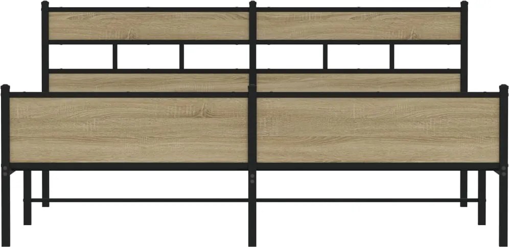 Kovový rám postele bez matrace dub sonoma 193 x 203 cm 3308506