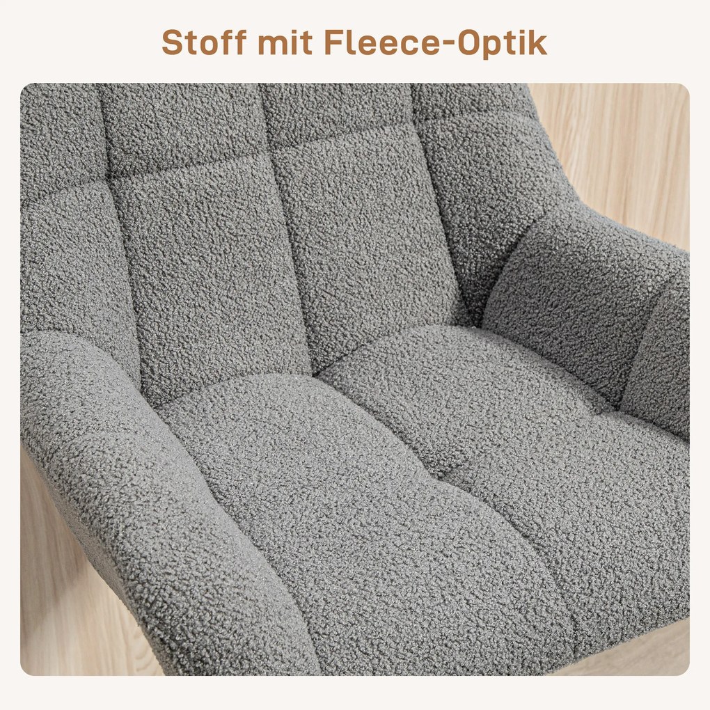 HOMCOM Barová židle Sada 2 kusů Retro design Výškově nastavitelná Fleece optika Šedá + Černá