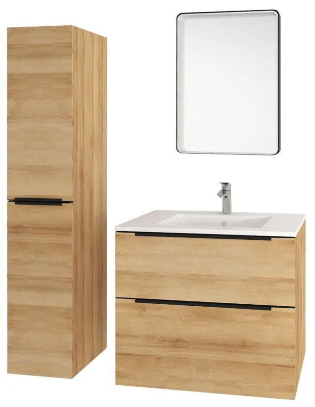 Mereo Mereo, Mailo, koupelnová skříňka vysoká 170 cm, černé madlo, Multidecor, CN594LPBJASH