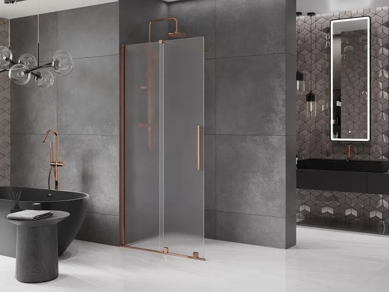 Mexen Velar zasouvací sprchová stěna Walk-in 120 x 200 cm, matná 8 mm, růžové zlato - 871-120-000-33-60