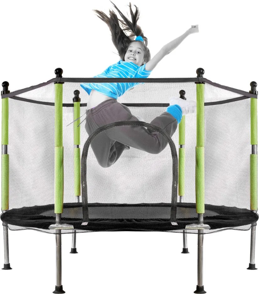 Creative Corner Trampolína pro domácí zahradu pro děti míčová síť 140cm 55inch zelená