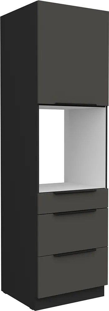ARIA pe | vysoká skříňka 60 DPS-210 3S1F na vestavnou troubu | PREMIUM BOX | 60 cm | ANTI FINGERPRINT povrch | černá/šedá grafit