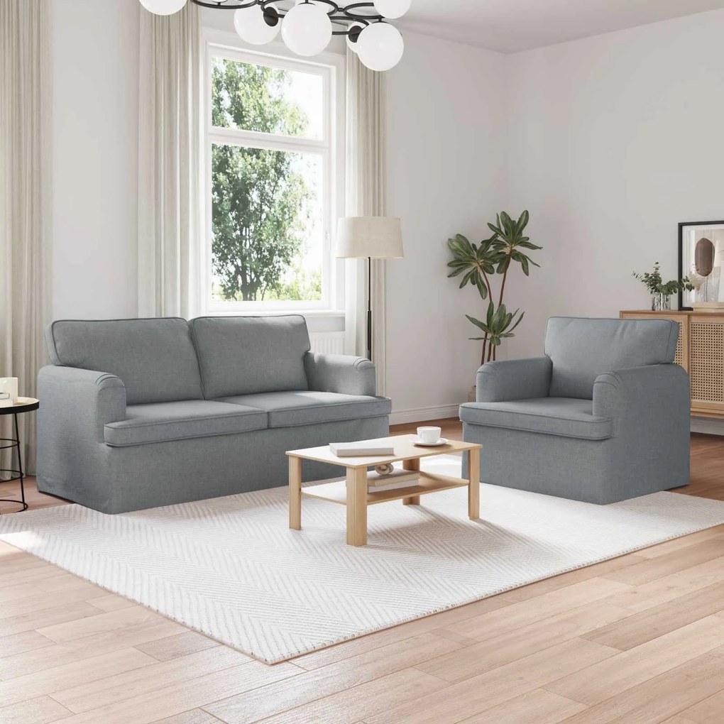 Set pohovek 2 ks Světle šedá textil 3407560