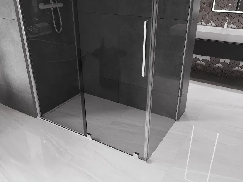 Mexen Velar, sprchový kout s posuvnými dveřmi 140 x 75 cm, 8mm šedé sklo, chromová, 871-140-075-41-01