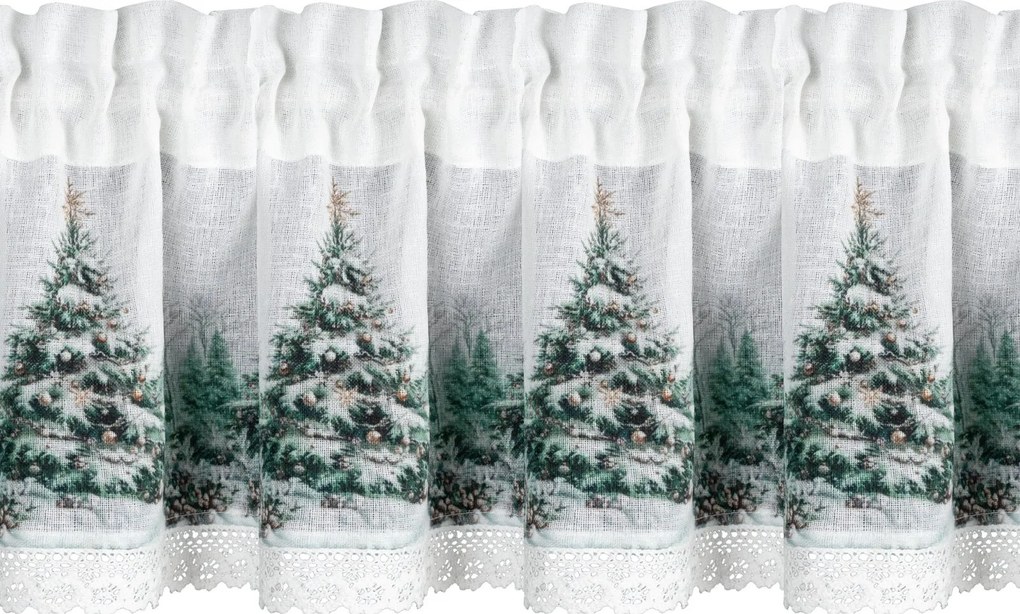 KRÁTKÁ VÁNOČNÍ ZÁCLONA NA PÁSCE XMAS9 150X30 CM VZOROVANÁ