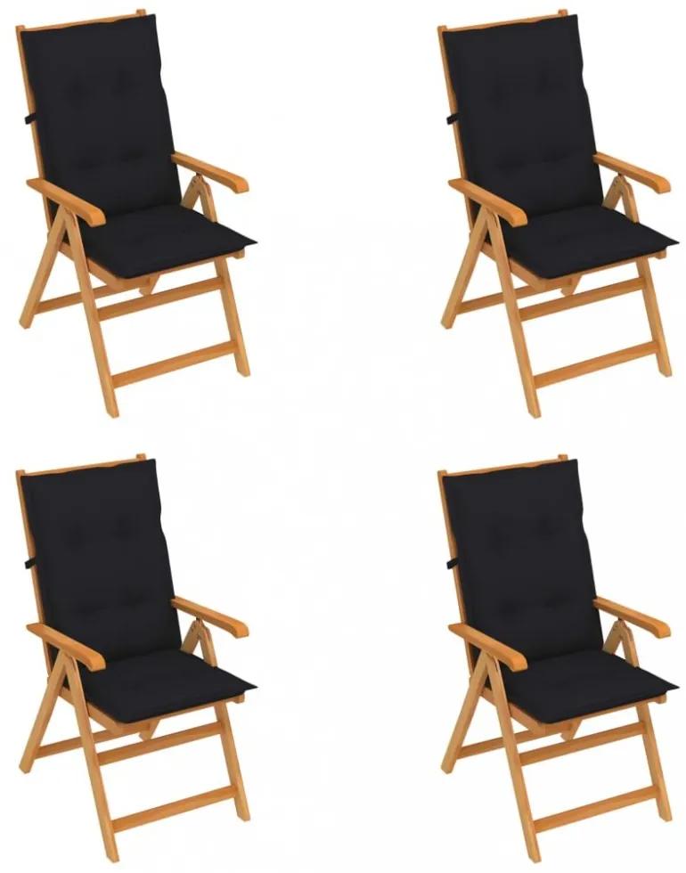 Skládací zahradní židle 4 ks s poduškami Dekorhome Šedohnědá taupe