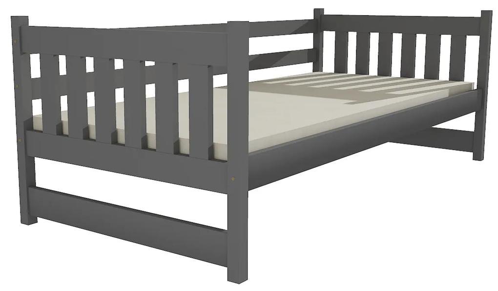 Dětská postel masiv 024 borovice masiv 90 x 200 cm šedá