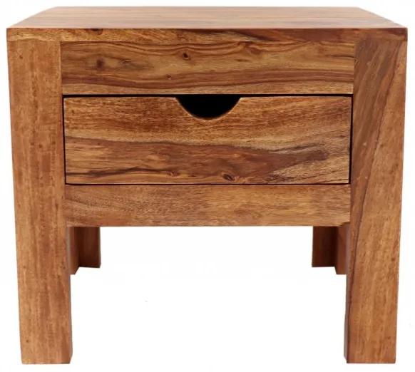 Indický nábytek - Noční stolek Amba 45x40x40 z indického masivu palisandr Super natural