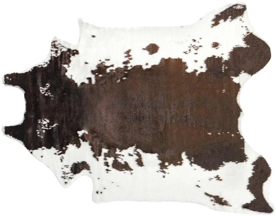 Koberec z umělé hovězí kůže 130 x 170 cm bílý / hnědý BOGONG Beliani
