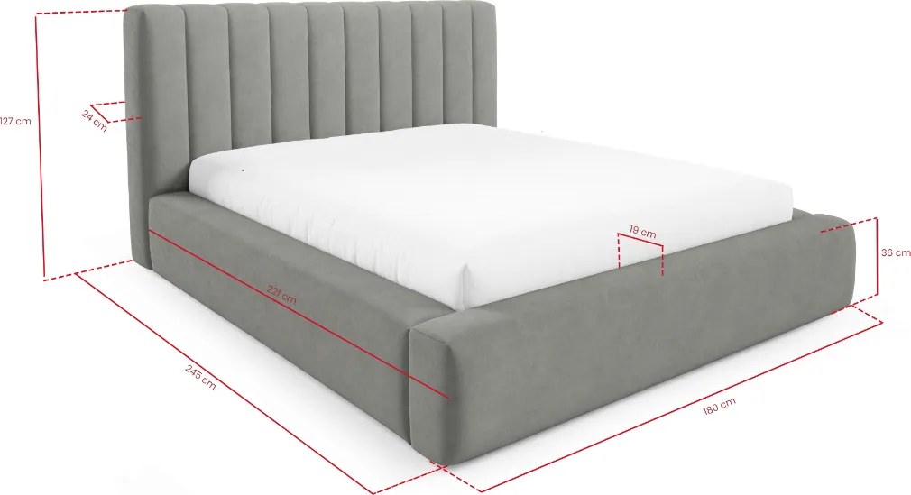 Čalouněná postel BORMINI+, 140x200 cm, s úložným prostorem a roštem Úložný prostor: S dřevěným rámem úložného prostoru, Barva látky Velutto: Olivová (Velutto 09)