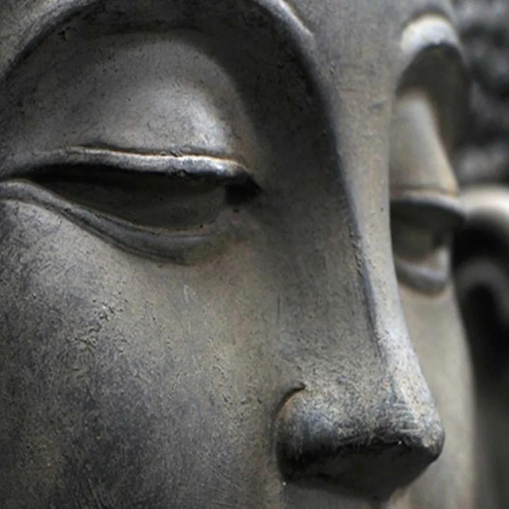 Ozdobný paraván, Buddhova kamenná tvář - 145x170 cm, čtyřdílný, obustranný paraván 360°