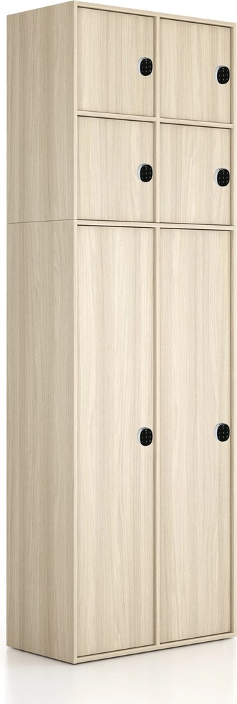 Nástavba pro skříně FRAME, 4x dveře, 872 x 450 x 854 mm, kódový zámek, dub přírodní