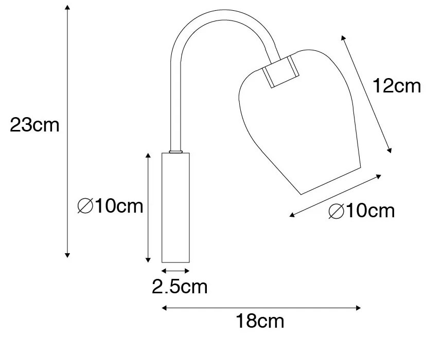 Klasická zlatá nástěnná lampa se sklem - Elien