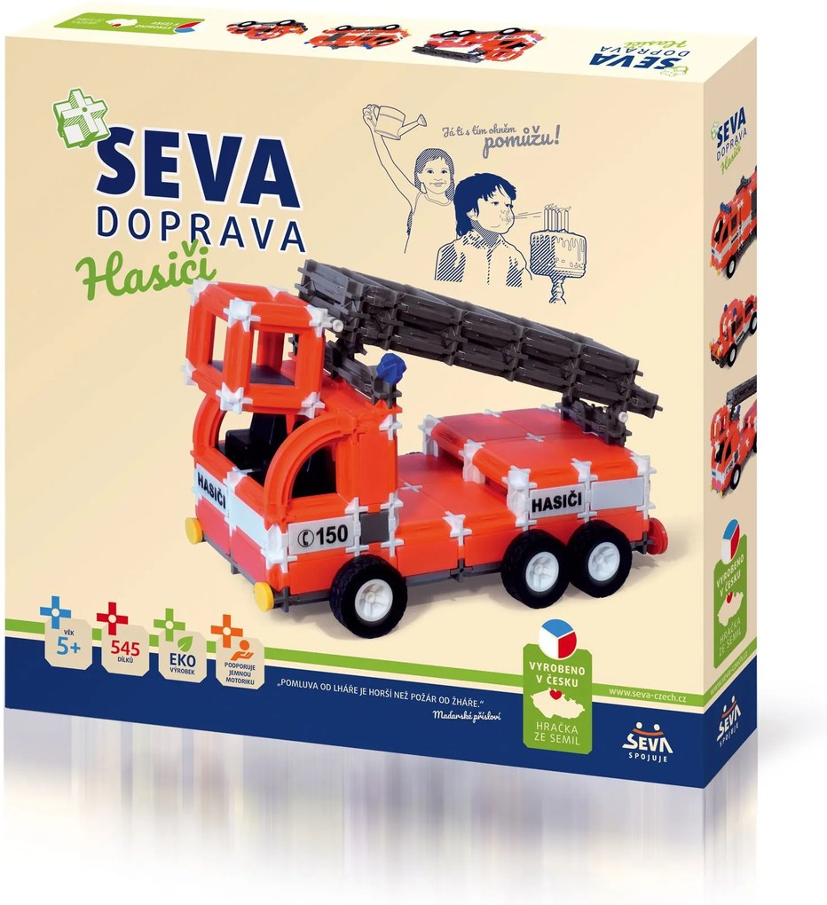 Stavebnice seva doprava hasiči plast 545 dílků v krabici 35x33x5cm
