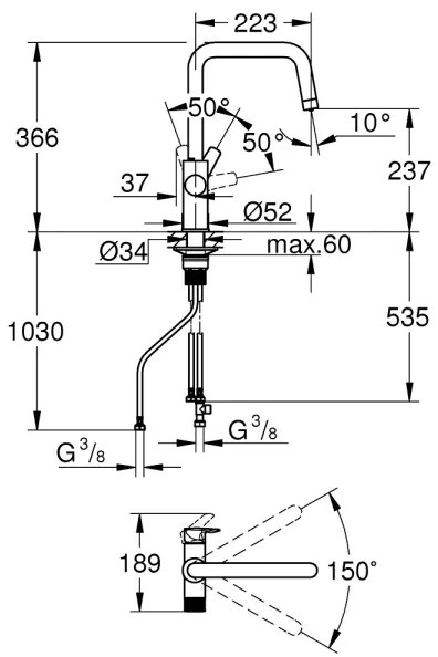 GROHE 30595DC0 - Dřezová baterie BLUE PURE nerez
