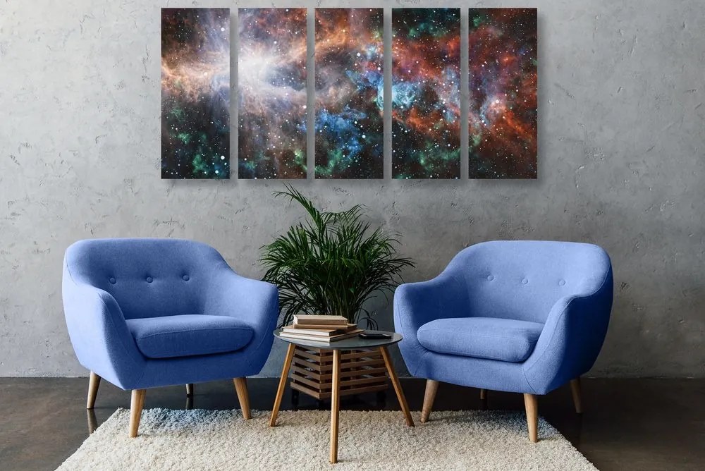 5-dílný obraz nekonečná galaxie - 200x100 cm