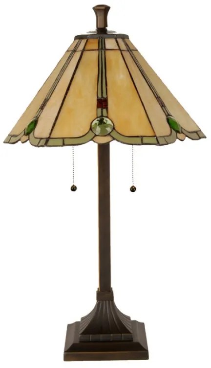 Zeleno-béžová stolní lampa Tiffany Phillipe – 40x67 cm