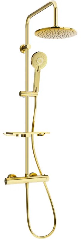 Mexen KT40 nástěnný sprchový set s dešťovou sprchou a termostatickou baterií, zlatý - 771504093-50