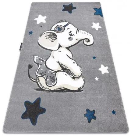 Dywany Luszczow Kusový koberec PETIT ELEPHANT SLONÍK, HVĚZDY, šedý Rozměr koberce: 160 x 220 cm