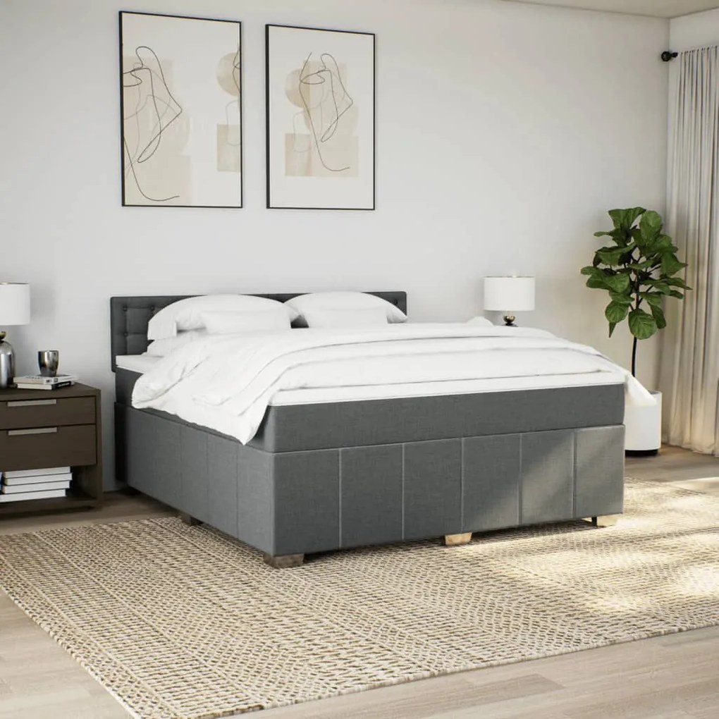 Box spring postel s matrací tmavě šedá 180x200 cm textil 3289462
