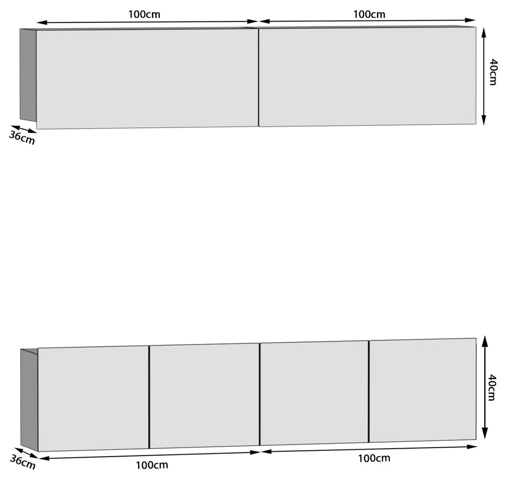 Obývací stěna 200 cm Belini bílý lesk / šedý antracit Glamour Wood Imperium 6  IMP 6/5/W/WGW1/0/0