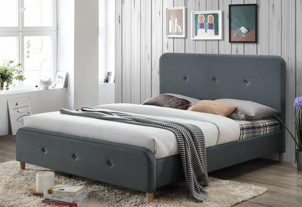 Manželská postel 160x200 cm se šedým čalouněním s roštem KN1208
