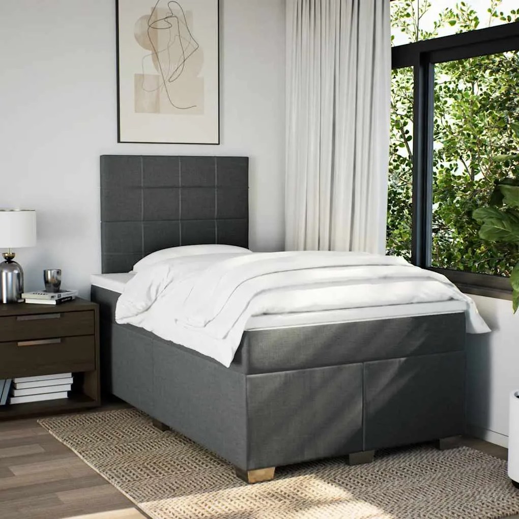 Box spring postel s matrací tmavě šedá 120x200 cm textil 3292756