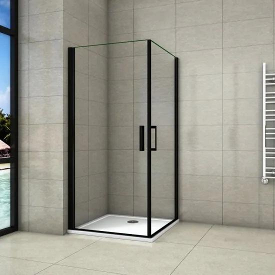Sprchový kout BLACK SAFIR A2 100cm se dvěma jednokřídlými dveřmi včetně sprchové vaničky z litého mramoru