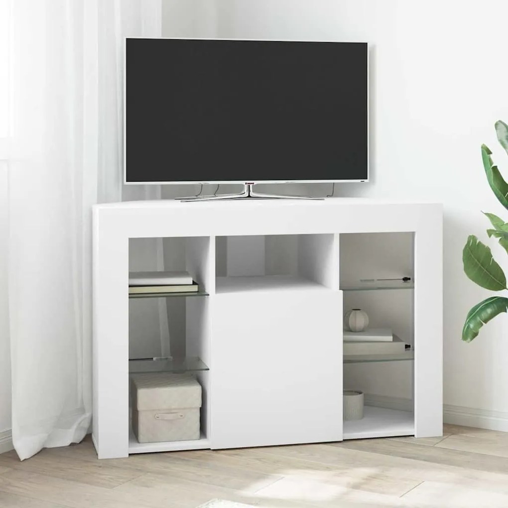 vidaXL Rohový LED TV stojan 100x40x68cm Bílá Kompozitní dřevo [889785]