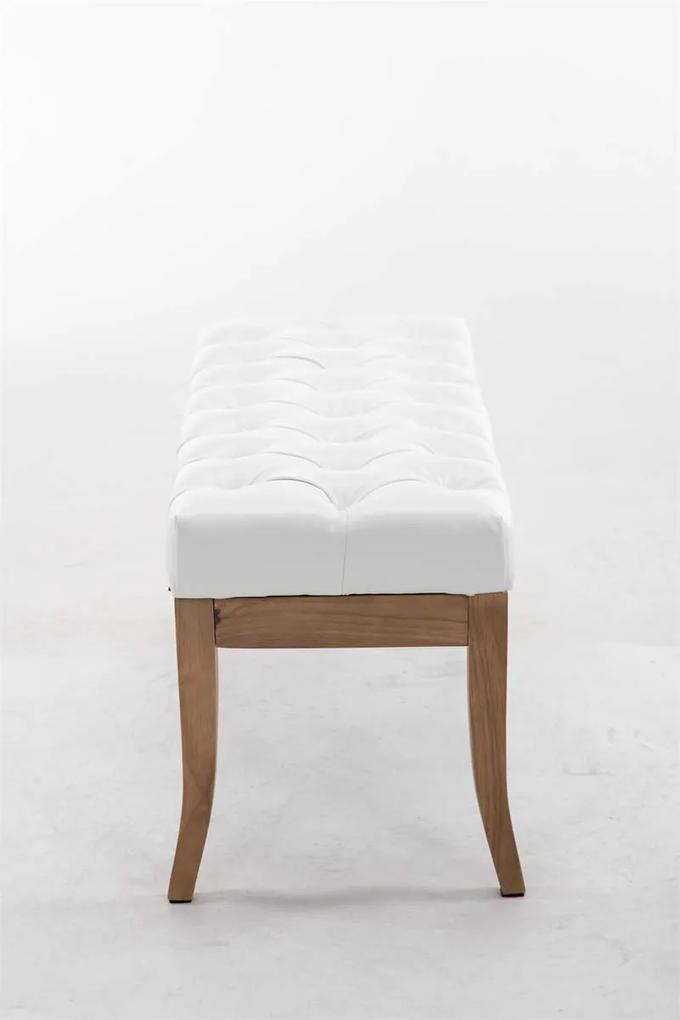 Chesterfield lavice Bleech - umělá kůže - světlý rám - 100 cm | bílá