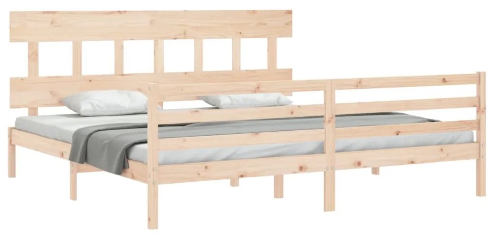 Rám postele s čelem Super King Size masivní dřevo,  3195171