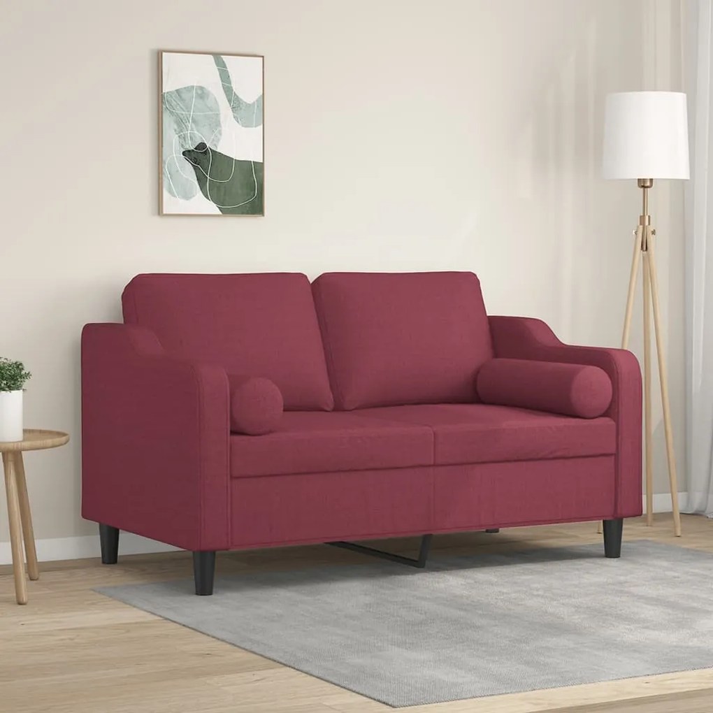 2místná pohovka s polštáři vínová 120 cm textil 3200843