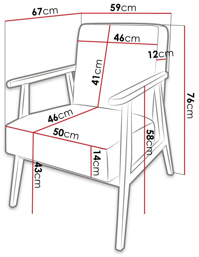 Retro křeslo VARGON - růžové