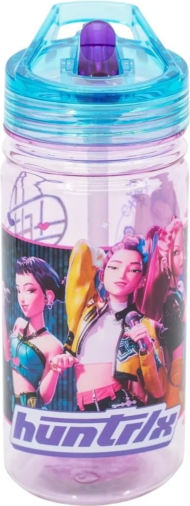 Láhev na pití KPop Demon Hunters, motiv HUNTR/X s brčkem - 475 ml