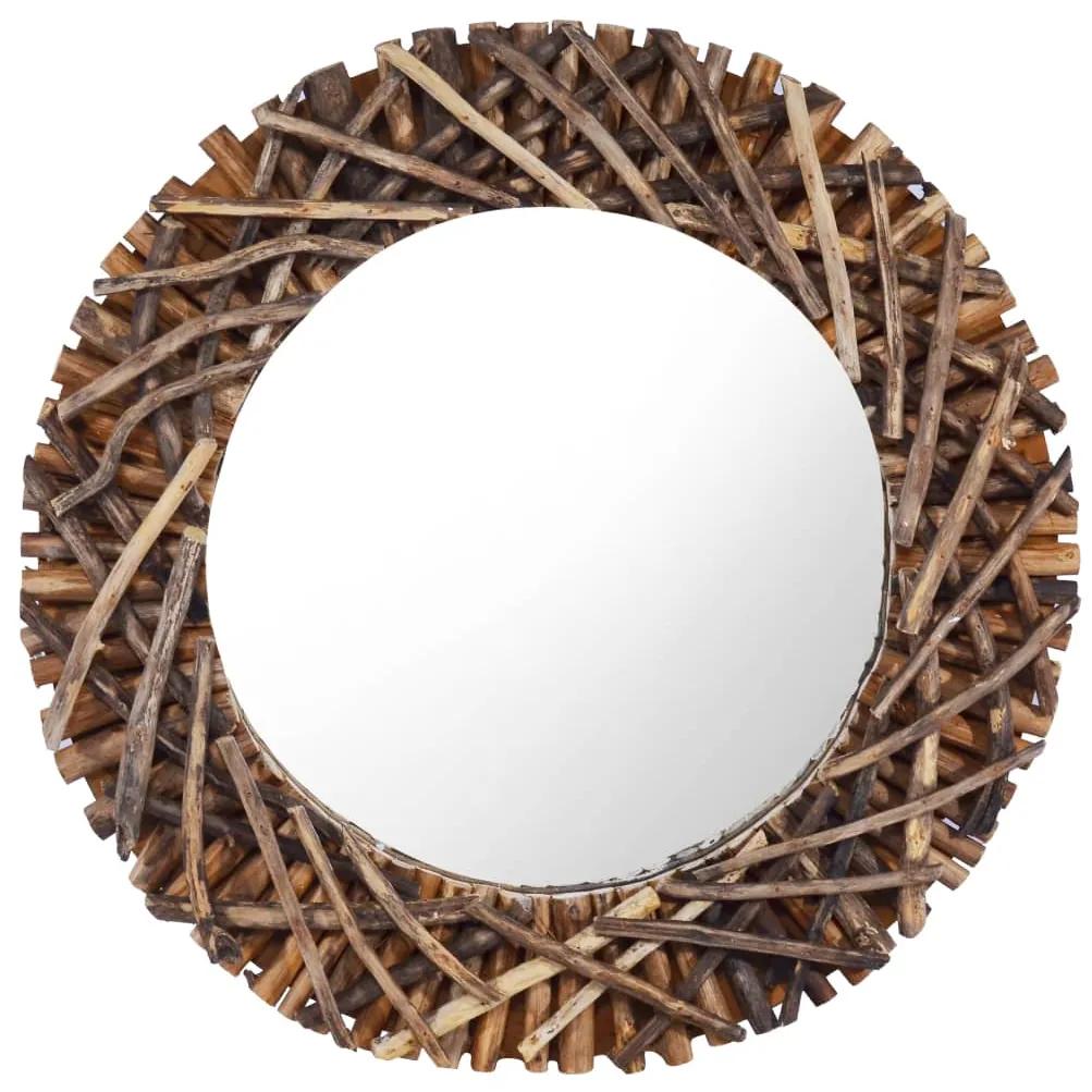 Nástěnné zrcadlo Limpa - 60 cm - teak | kulaté