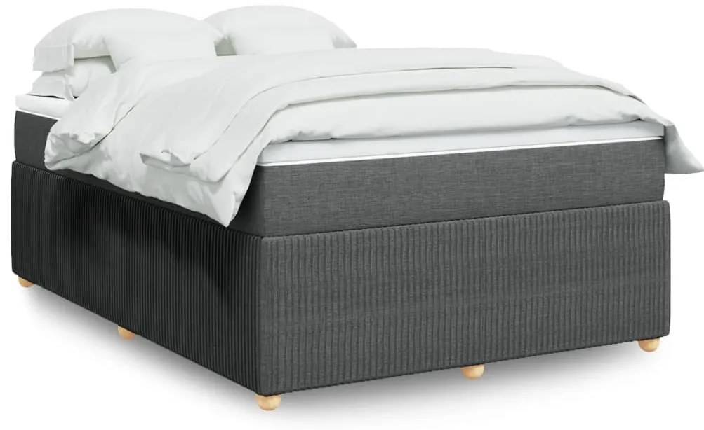 Box spring postel s matrací tmavě šedý 140 x 190 cm textil