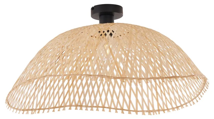 Stropní svítidlo v art deco stylu, černé s přírodním bambusovým stínítkem 60 cm - Alka