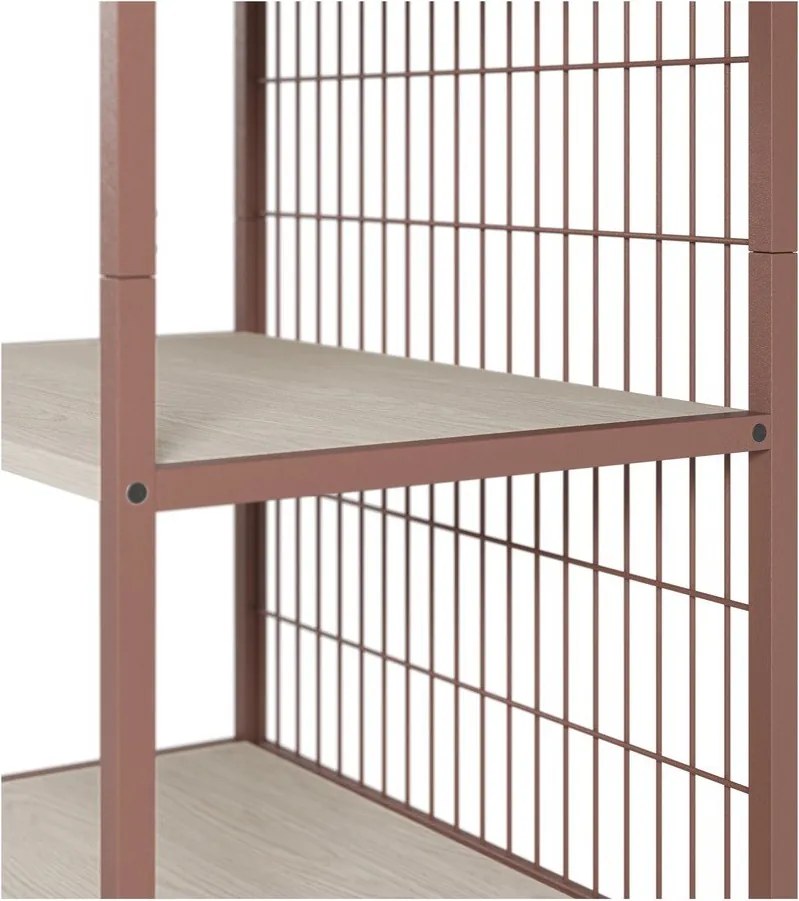 Ocelová knihovna v terakotové barvě 60x179,5x40 cm Amara – Marckeric