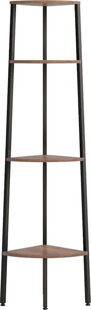 4patrová rohová police tmavě hnědá a černá 45,5 x 31,5 x 150 cm 336392