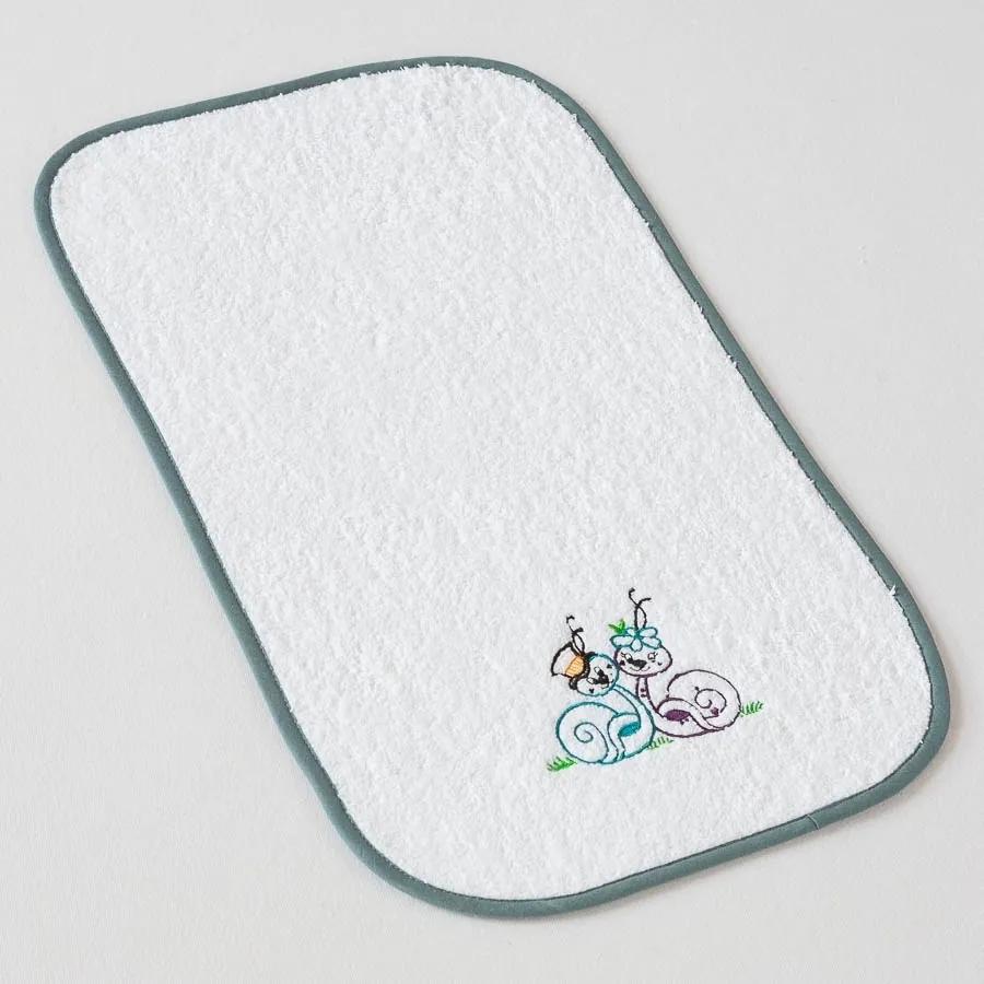 Veba dětský ručník lota šnečci - bílá se zelenošedým lemem 30x50