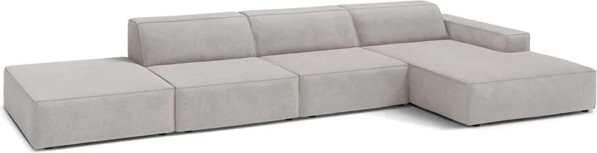 Světle šedá modulární rohová pohovka (pravý roh/s lenoškou) Jodie – Micadoni
