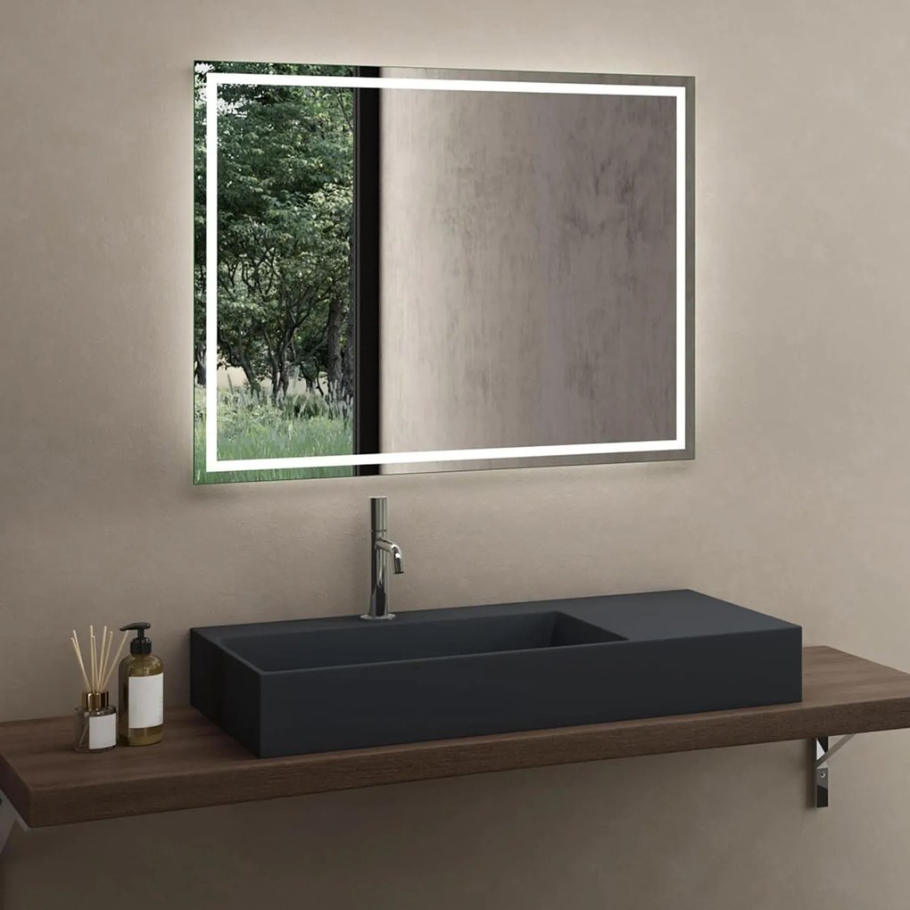 Rea Archi, umyvadlo na desku z konglomerátu 750x430x140 mm, levá verze, šedá matná, REA-U4303