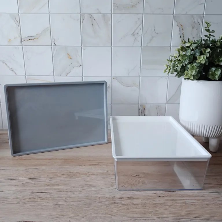 DÓZA NA SUCHÉ POTRAVINY 2 500 ml – nízká, průhledná | DomaLEP varianta: ŠEDÁ