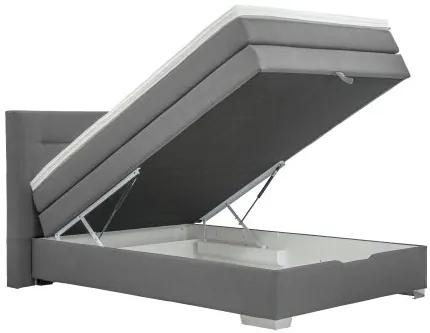 BLANÁŘ Americká postel boxspring Doria, s úložným prostorem, 140x200 cm, šedá