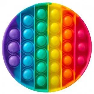 Bubble pops - Praskající bubliny silikon antistresová spol. hra kruh duha 12cm v sáčku