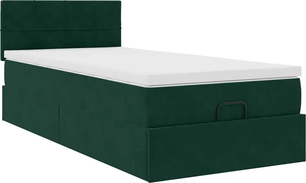 Osmanský rám postele s matrací tmavě šedá 80x200cm samet 3311738