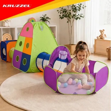 Dětský stan 5 v 1 s tunely KRUZZEL 27684