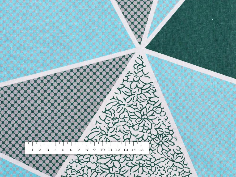 Biante Bavlněný povlak na polštář Sandra SA-334 Modro-zelené trojúhelníky 30 x 50 cm